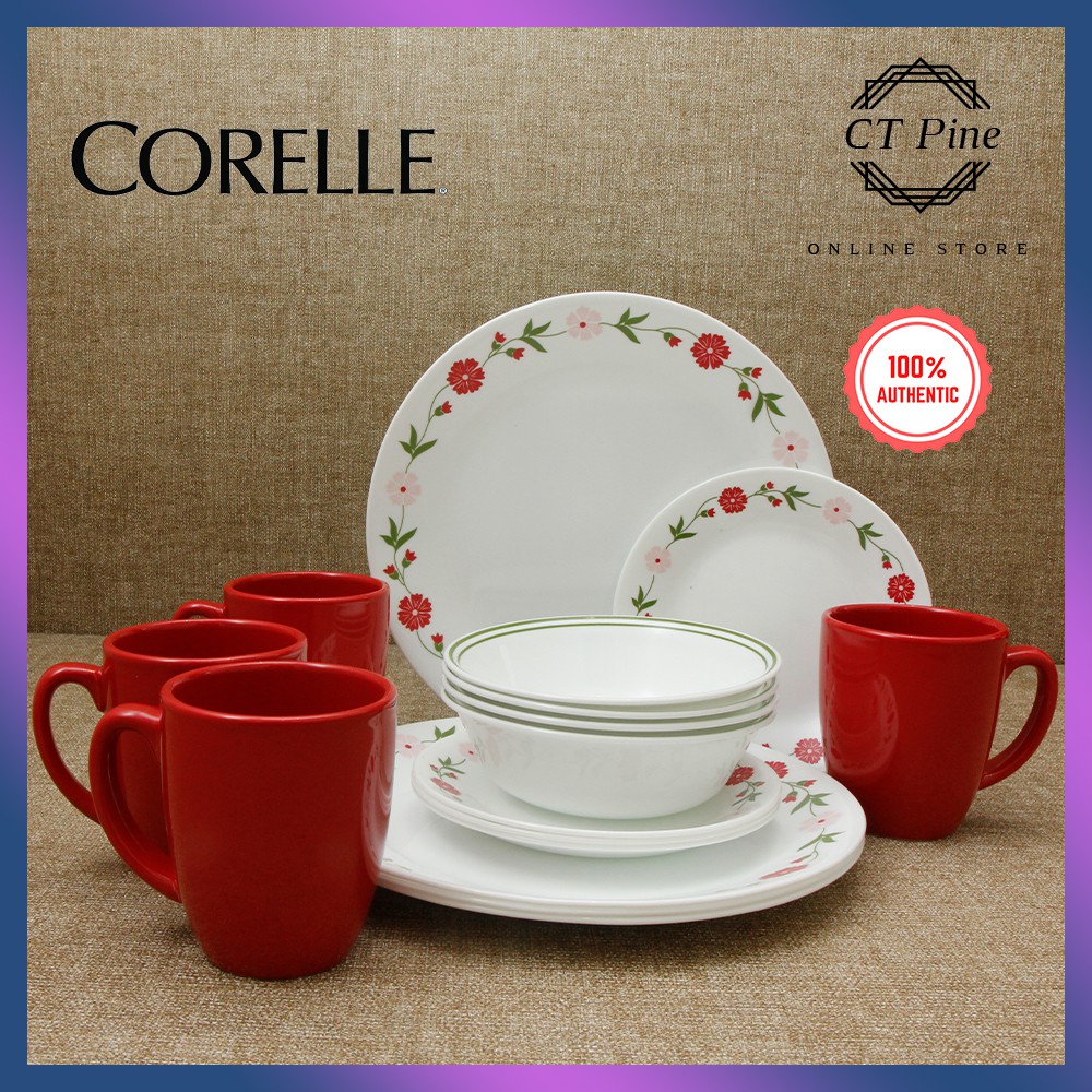 Corelle 16pc or 24pc Dinnerware Set Livingware [Spring Pink ...