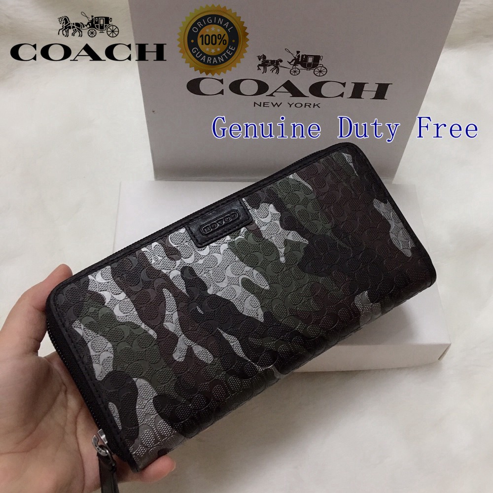 Coach long wallet men fashion zipper long wallet camouflage embossed C ...