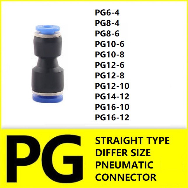 [READY STOCK IN KL!] PG 6-4 to PG 16-12 Straight Type Pneumatic Fitting ...