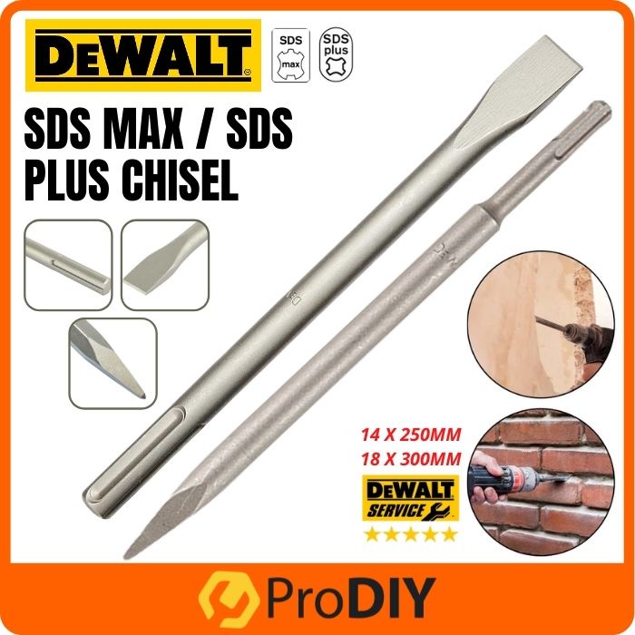 DEWALT SDS PLUS SDS MAX CONCRETE FLAT MOIL POINT CHISEL 14x250MM ...