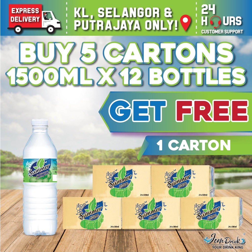BUNDLE OF 5 CARTONS : SUMMER DRINKING WATER 1500ML x 12 BOTTLES ...