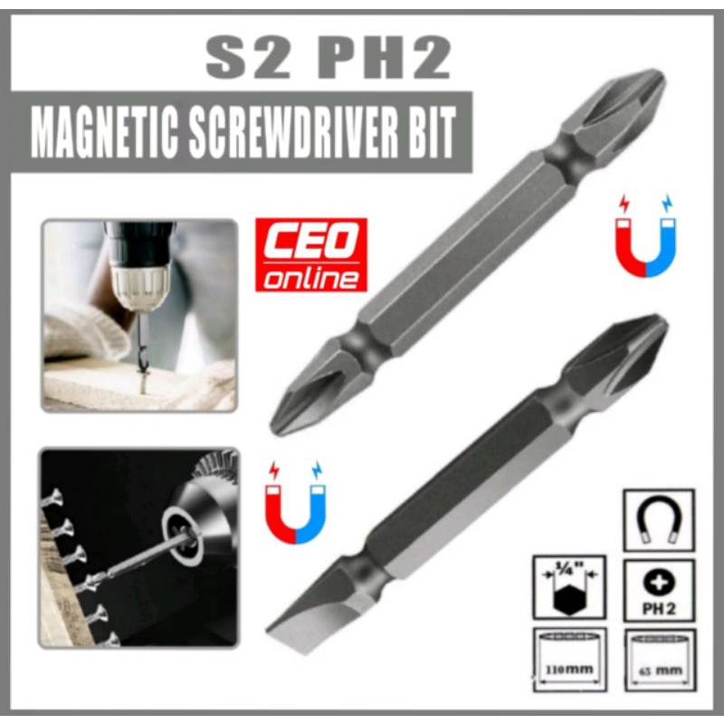 CEO 🇲🇾 Magnetic Screwdriver PH2 65mm 110mm 1/4" Hex Shank Philip Driver ...