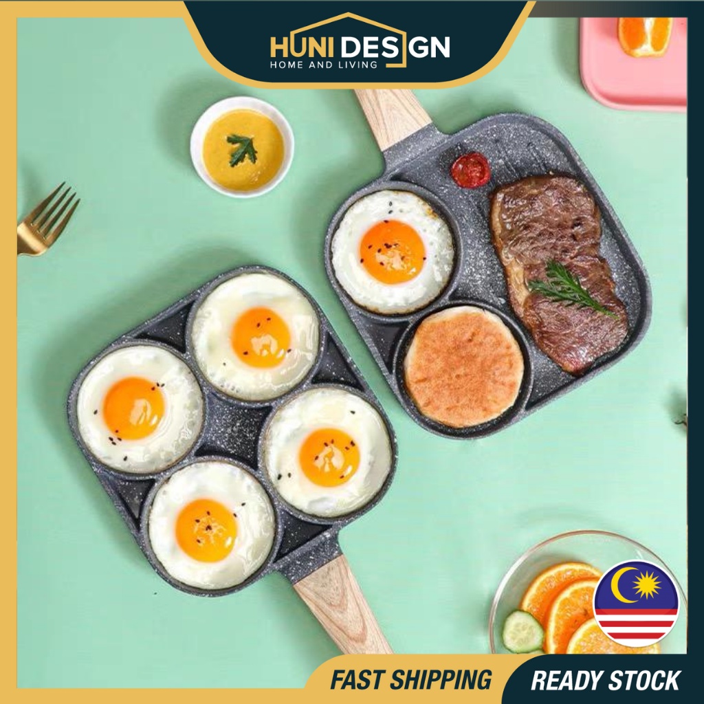 🔥READY STOCK🔥 Non-Stick Fried Steak Pan 3/4 Hole Egg Pan Kuali Goreng ...