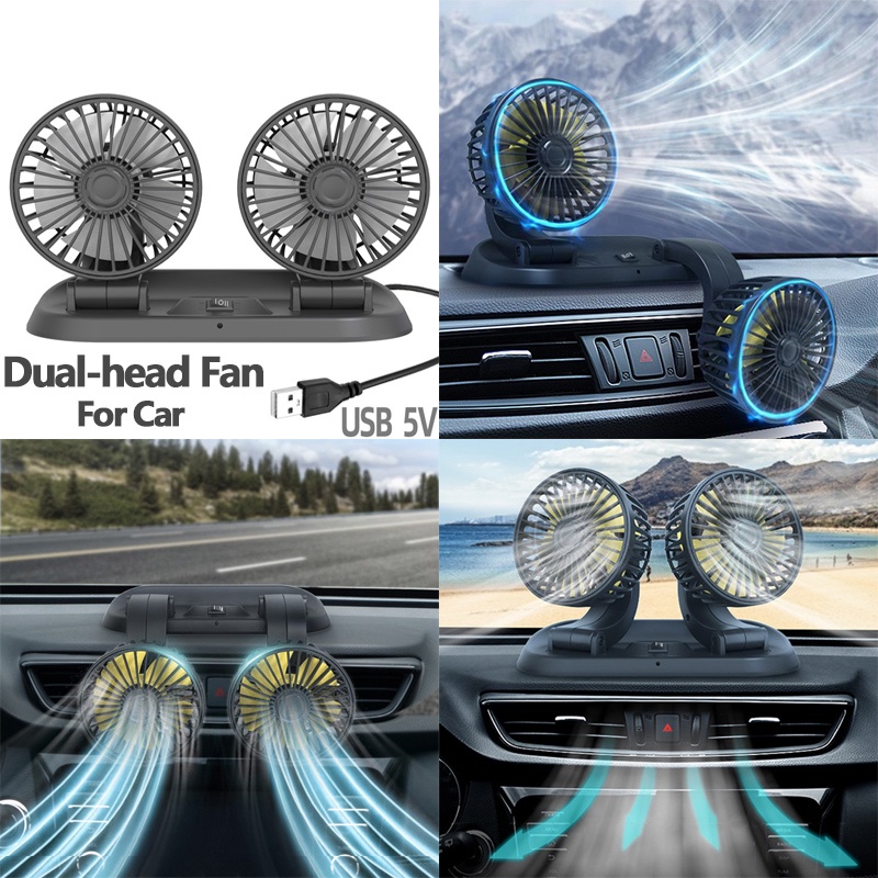 Car Electric Fan USB Powered 360 Degree Rotatable 2-Speed Control ...