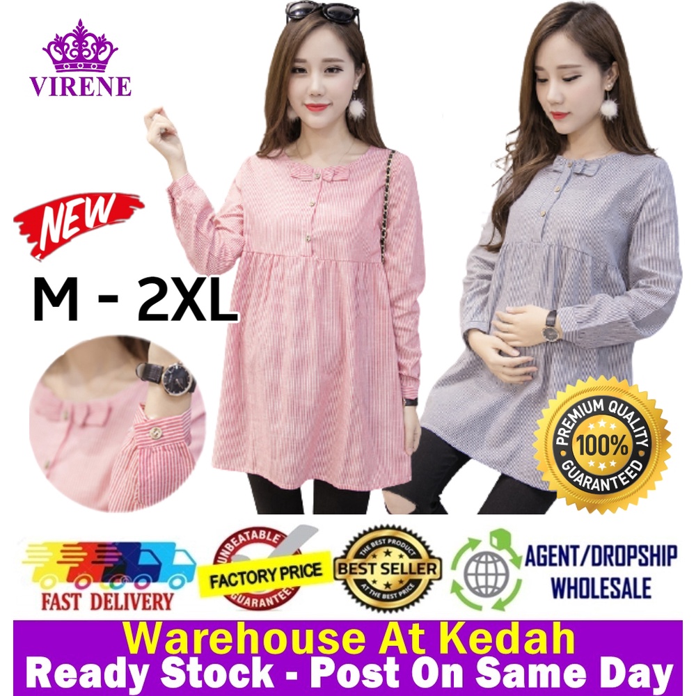 Korean Maternity OL Blouse Nursing Long Sleeve Top Pregnant Women ...