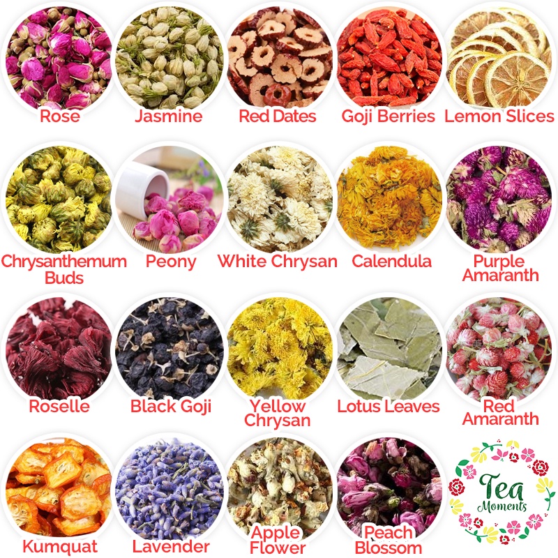 [100g] Flower Tea Butterfly Pea Rose Jasmine Jujube Peony Lemon Verbena ...