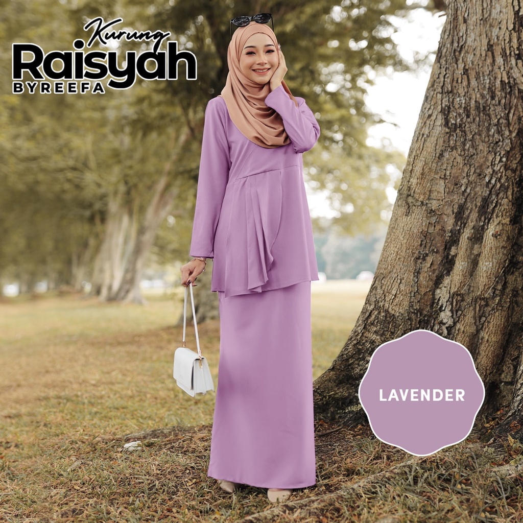 S - 3XL BF Wudhu friendly Byreefa Baju Kurung Moden Plain Kosong raisyah Lavender Light purple ...
