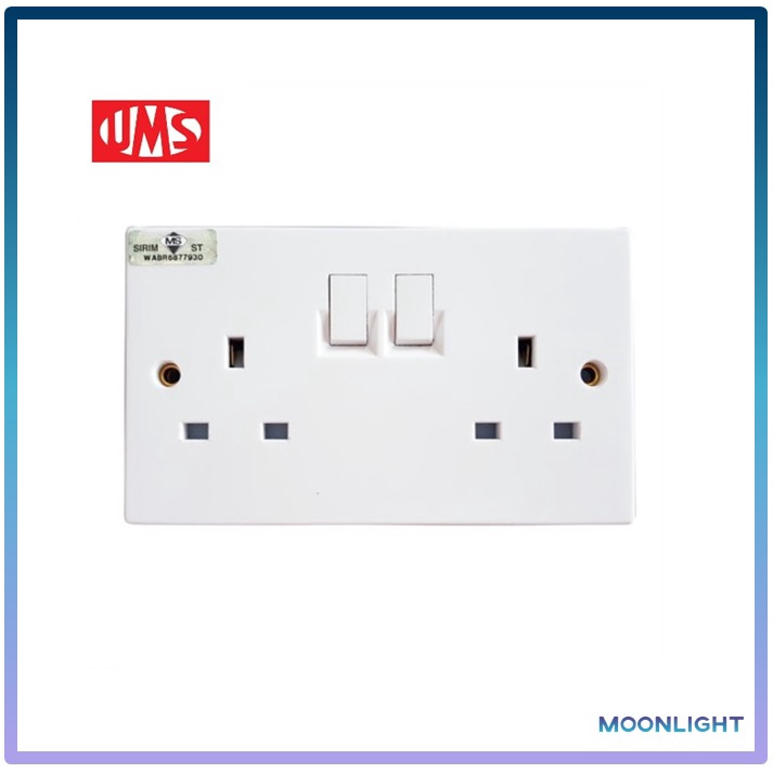 UMS 13A 2 Gang Switch Socket 2213A | Shopee Malaysia