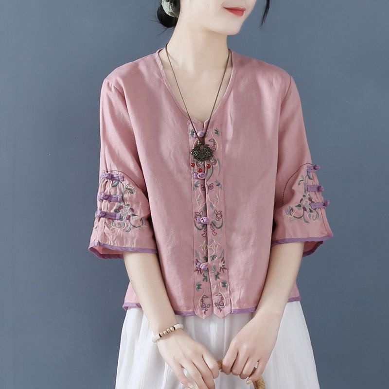 L O T U S ☻ Baju Raya Plus Size Blouse Women Embroidery Oriental Style ...