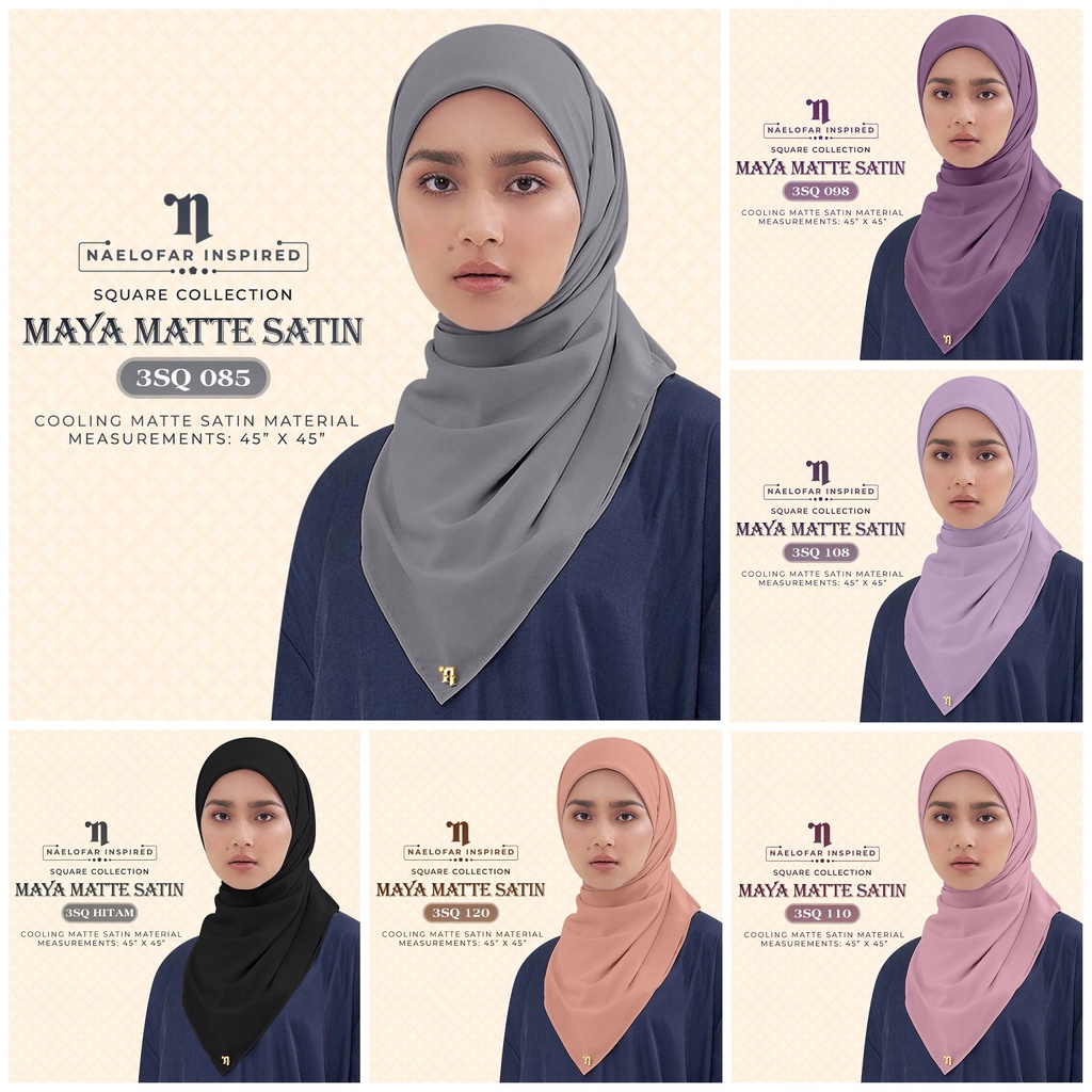 Tudung Vietnam Inspired Naelofar Maya Plain Square Collection | Shopee ...