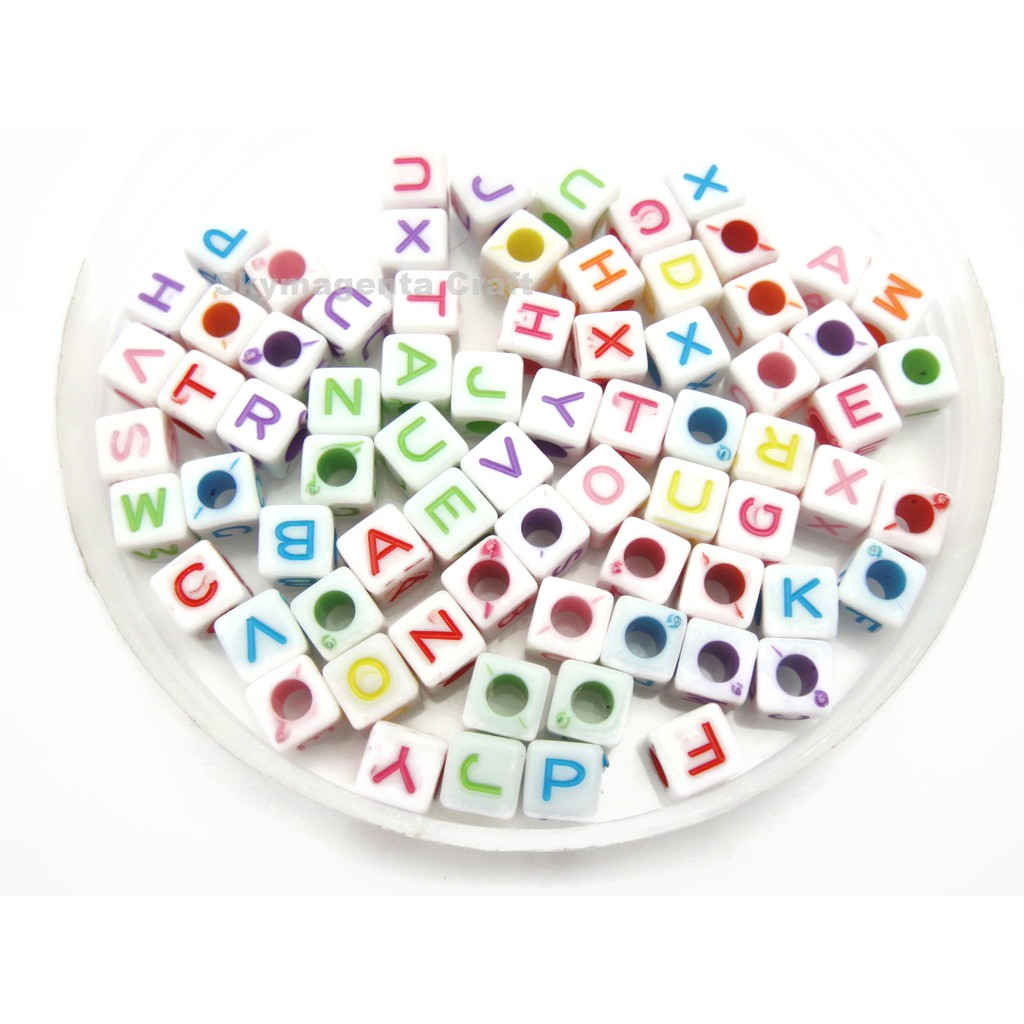 Cube Alphabet Beads Manik Huruf Abjad DIY Craft Bracelet (608) | Shopee ...