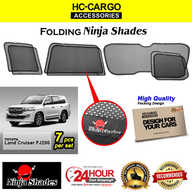 Toyota LandCruiser FJ200 Magnetic Ninja Shades Sunshade (7pcs) Ninja ...