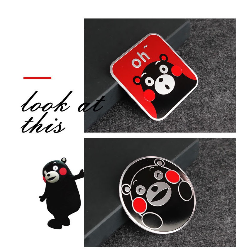 Creative Cute Kumamoto Bear Metal Car Sticker KUMANON 3D Sticker ...