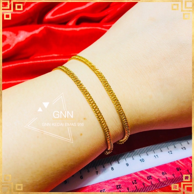 Emas 916 Tulen Rantai Tangan Design Lipan Kosong 916 Emas Gold Bracelet Hollow | Shopee Malaysia