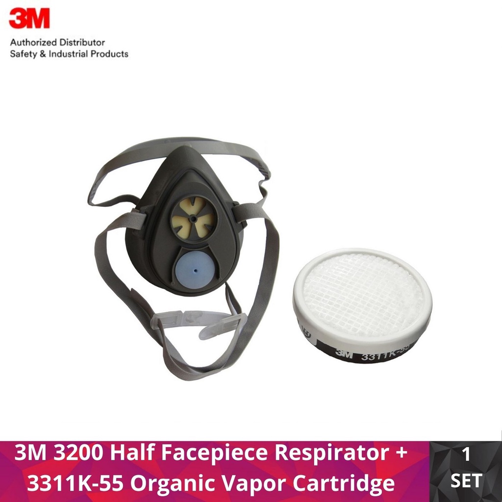 3200 Single Cartridge Half Facepiece Respirators + 3M 3311K-55 Organic ...