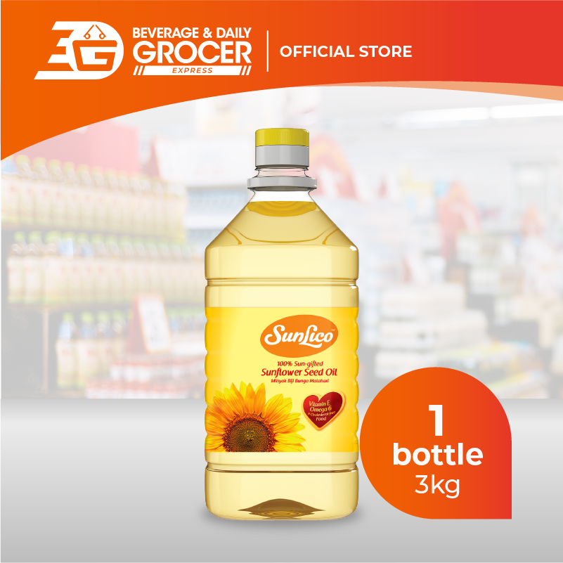 Sunlico Pure Sunflower Seed Cooking Oil 3kg (1 x 3kg) 1 Bottle | Shopee ...