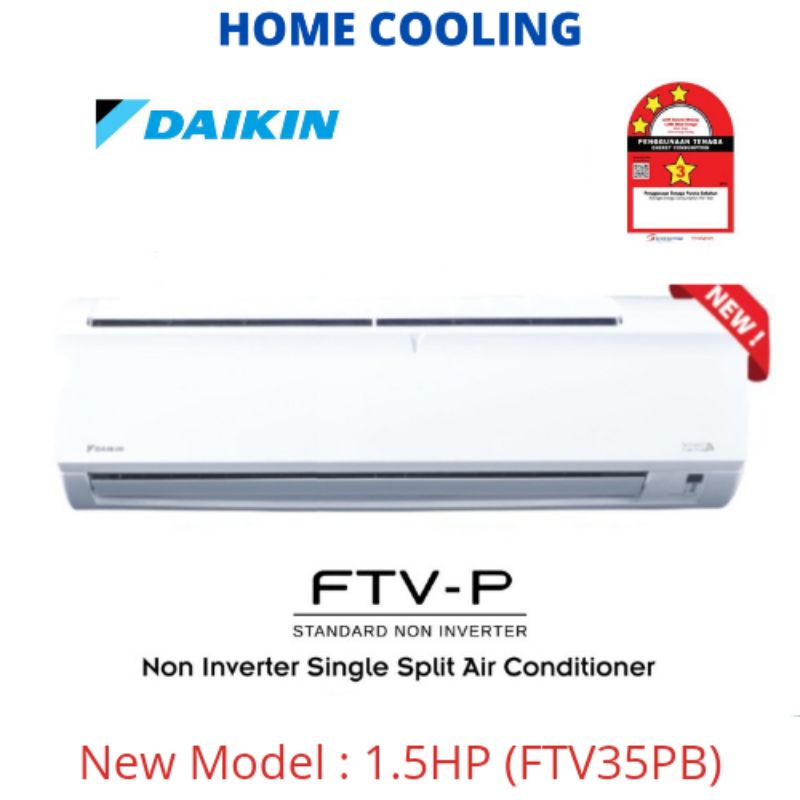 DAIKIN 1.5HP R32 NON INVERTER WALL MOUNTED AIRCOND FTV35PB | Shopee ...