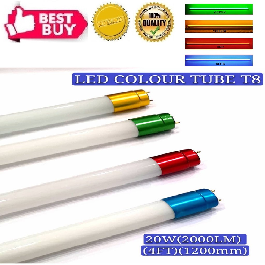 20W LED Colour Tube (T8) - Blue/Red/Yellow/Green (#Min Qty Purchase = 10pcs) | Shopee Malaysia