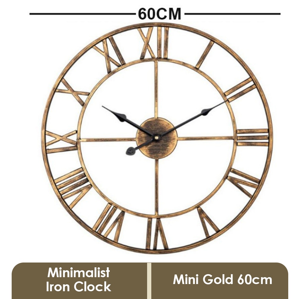 Jam Dinding Besi 40cm/50cm/60cm Minimalist Iron Clock Vintage Roman ...
