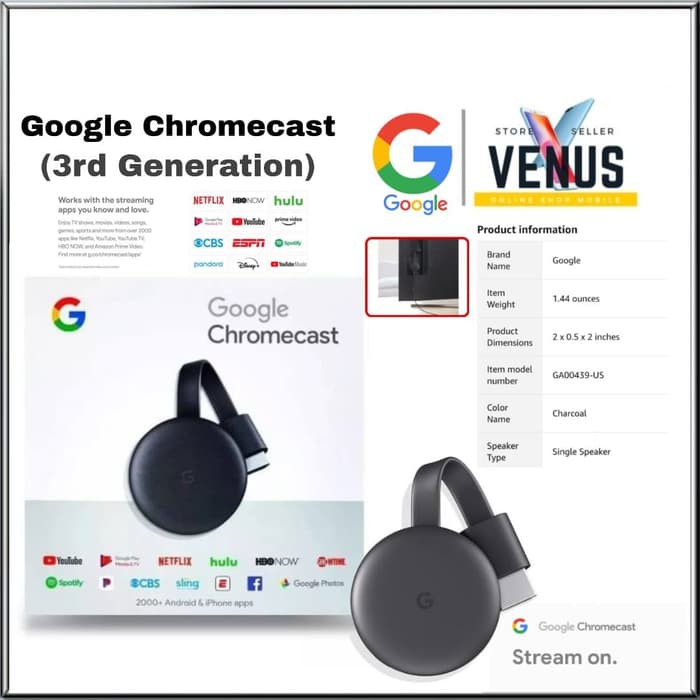 Google Chromecast 3 Generation - Chrome Cast 3rd Gen | Shopee Malaysia