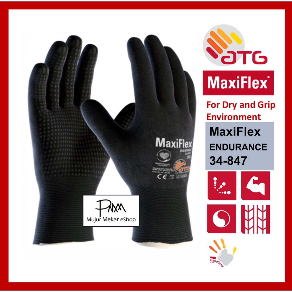 ATG MaxiFlex Endurance 34-847 Safety Gloves - THICK CUSHIONING FOR ... ATG MaxiFlex Endurance 34-847 Safety Gloves - THICK CUSHIONING FOR ...