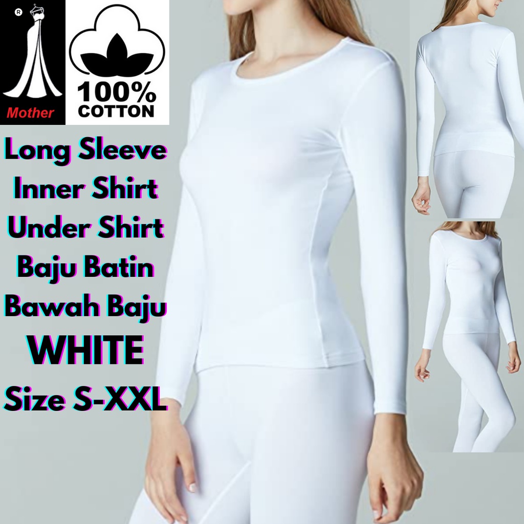 🔥WHOLESALE 48🔥 WHITE Long Sleeve Inner Shirt Under Shirt Thermal ...