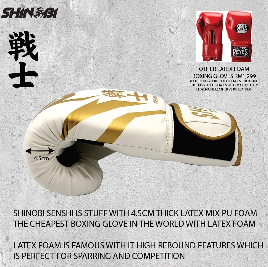 SHINOBI SENSHI COMPETITION GRADE LATEX PADDING SPARRING BOXING GLOVES ...