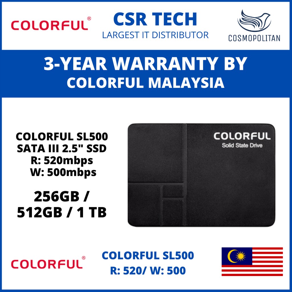 𝐂𝐎𝐋𝐎𝐑𝐅𝐔𝐋 SL500 [ 256GB / 512GB / 1TB ] 2.5" SATA III 3 SSD DRIVE 10X ...