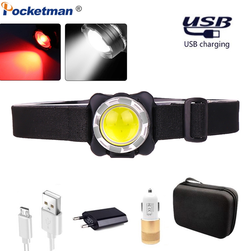 Pocketman 35000LM Headlamp USB Headlight COB LED Head Lamp Rechargeable ...