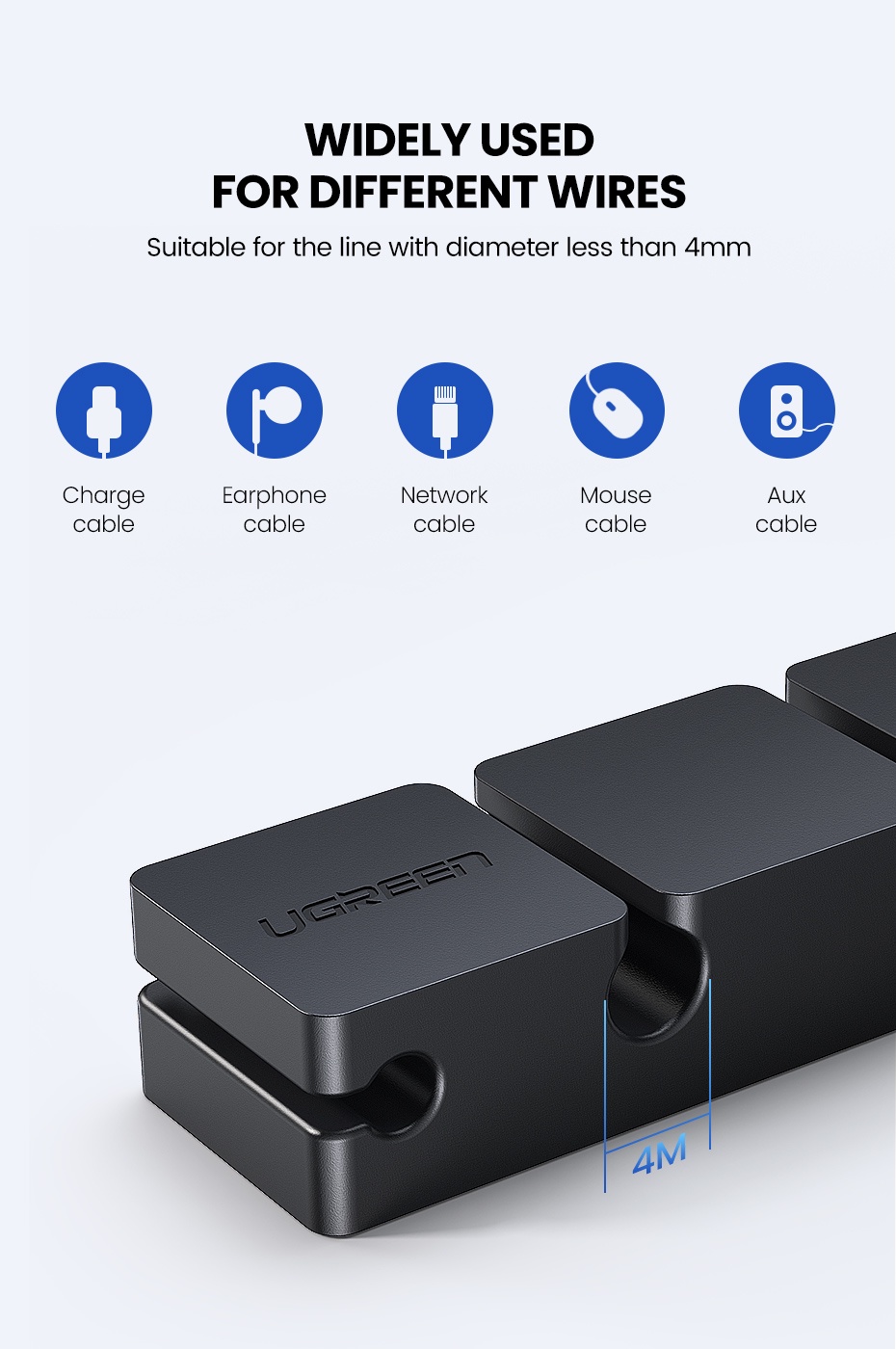 UGREEN Cable Clips Organizer Silicone USB Cable Winder Flexible Cable ...