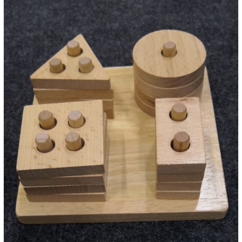Hot Sale Preschool four sets shape of columns Wooden Geometry Toy ...