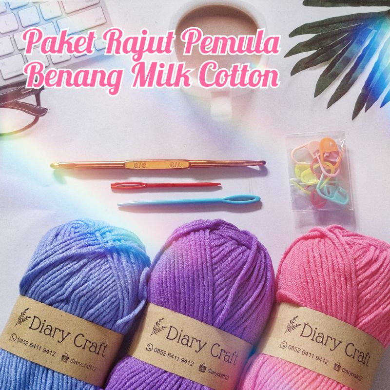 KATUN Beginner Knitting Package+Milk Cotton Yarn (Milk Cotton) | Shopee ...