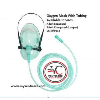 Oxygen Mask With 7 Feet(2.1meter) Tubing Green for Oyygen Concentrator ...