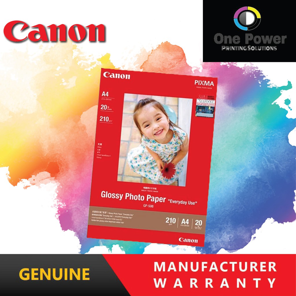 Canon Original A4 Glossy Photo Paper (20 sheet)210 GRAM GP-508 | Shopee Malaysia