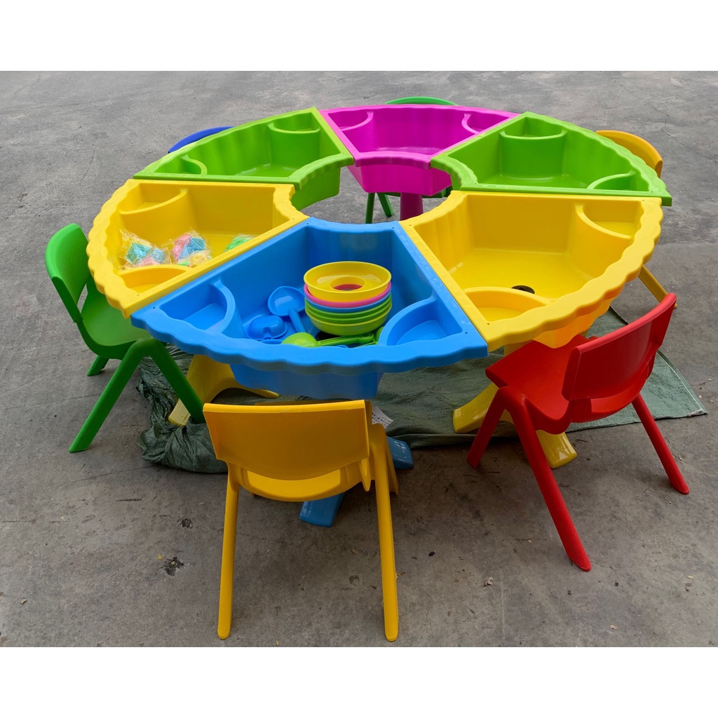 6 seat Children colorful Space Sandbox Table Game table with chairs ...