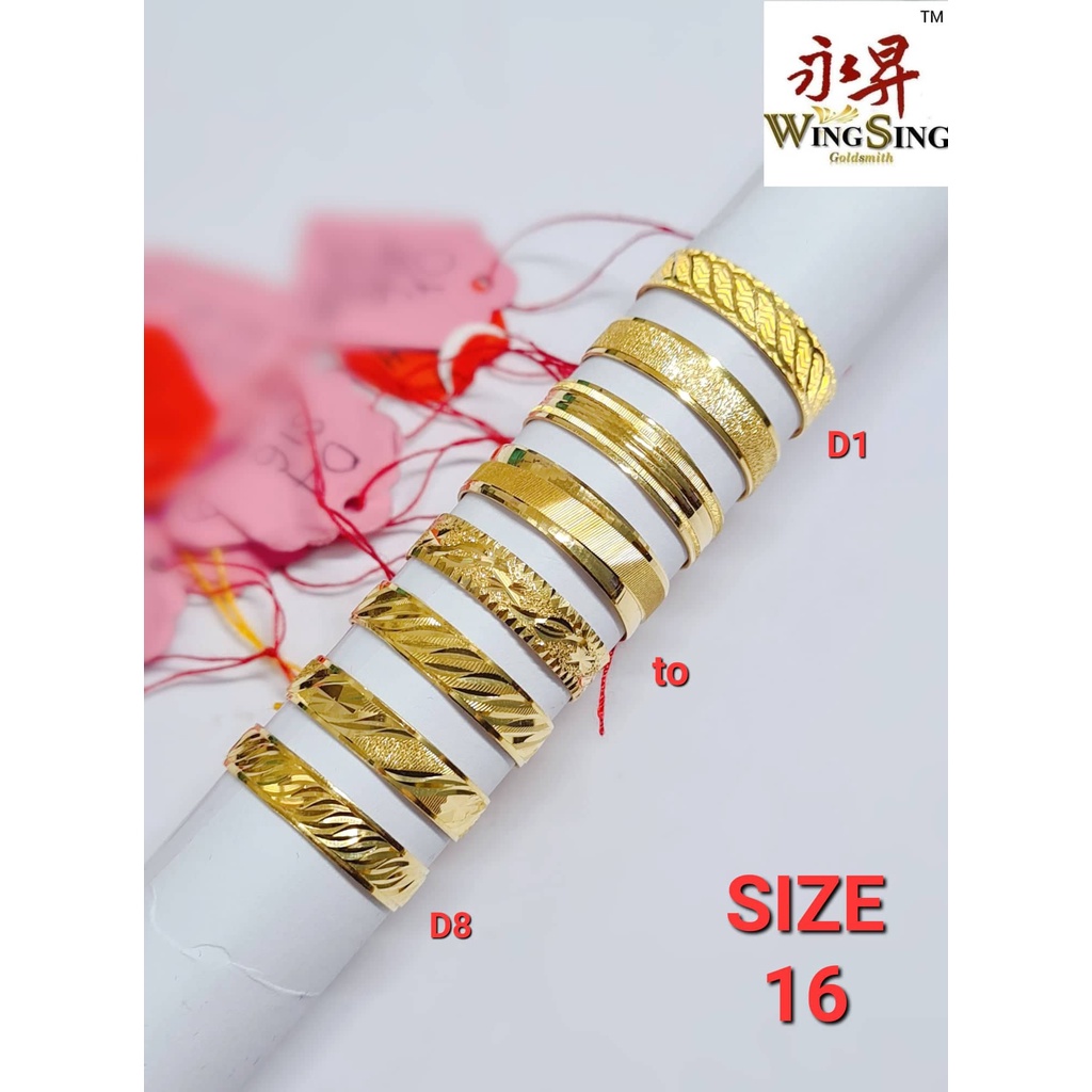 Wing Sing Cincin Belah Rotan Emas 916/ 916 Gold Solid CBR Ring (Size 16 ...
