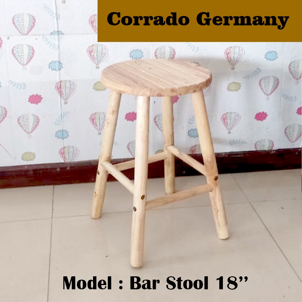 Full Solid Rubber Wood Stool Wooden chair Solid wood Bar/ Bangku Makmal ...