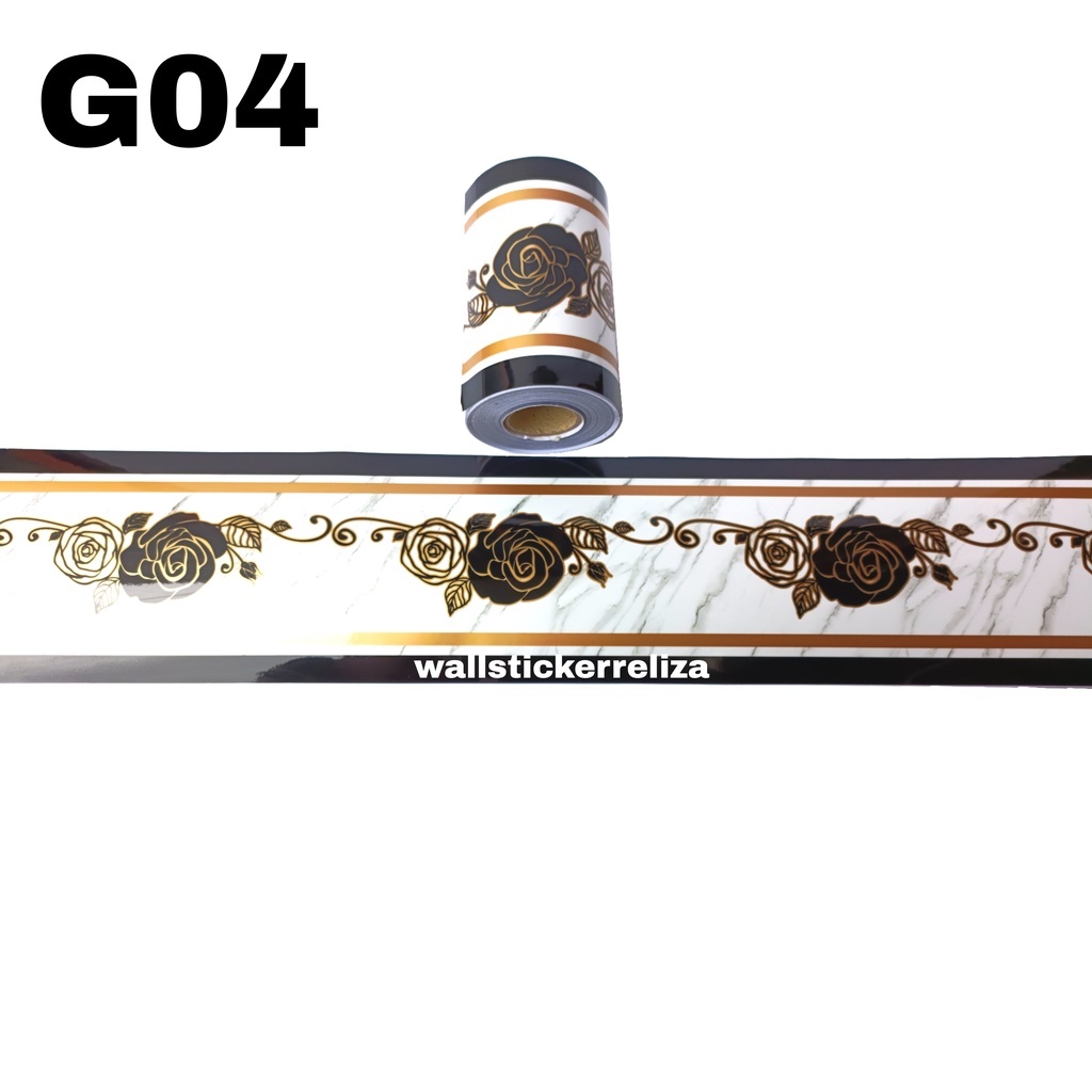 MAWAR HITAM Reliza WALL BORDER Rose Black GOLD GLOSSY WBS 10cm X 10m ...