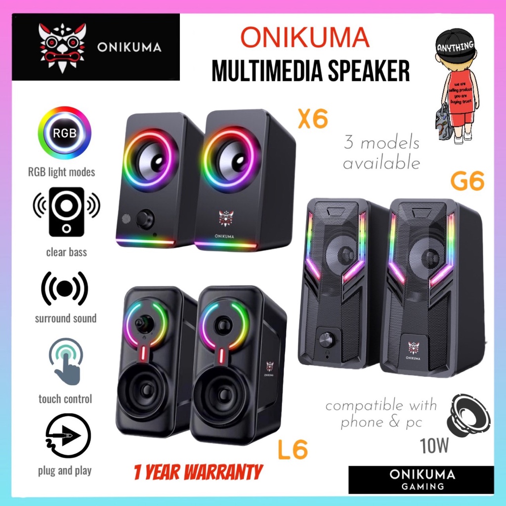 ONIKUMA X6 G6 L6 RGB Light Stereo Gaming Speaker 3.5mm AUX Wired Desktop PC Mobile Phone Gaming ...