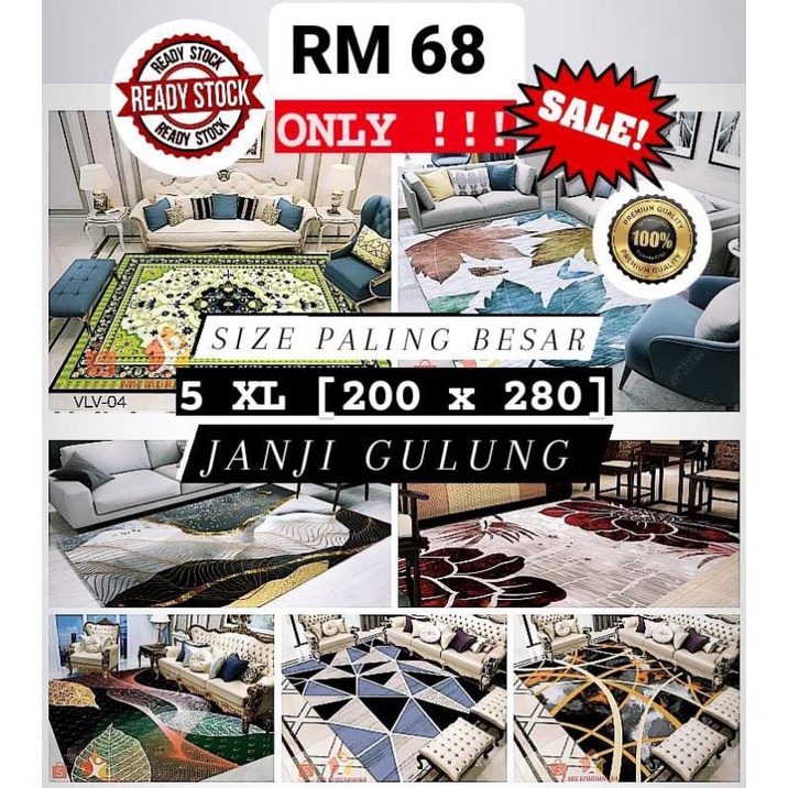 0XXXXXL 200x280cm 3D Karpet Gulung Crystal Velvet Carpet Rug Floor Mat ...