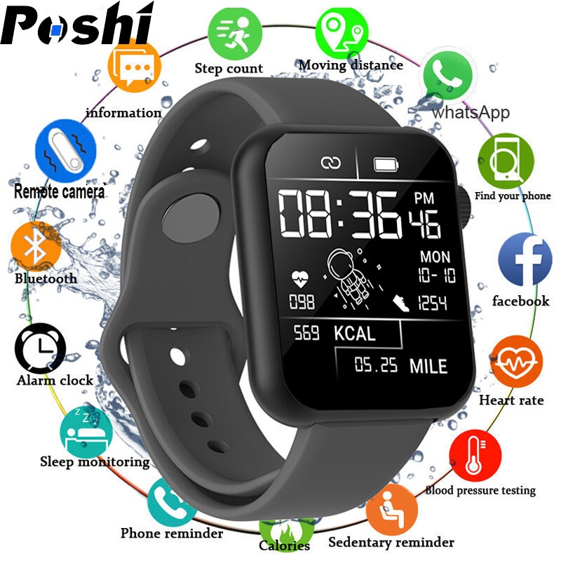 POSHI Original Smart Watch Men Heart Rate Monitor Fitness Tracker Blood ...