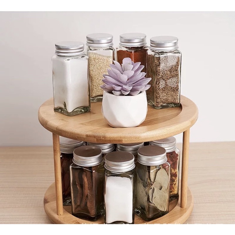 [SHIP FROM KL] Wooden Turntable | Rak Rempah | Turntable | 2 tier spice ...