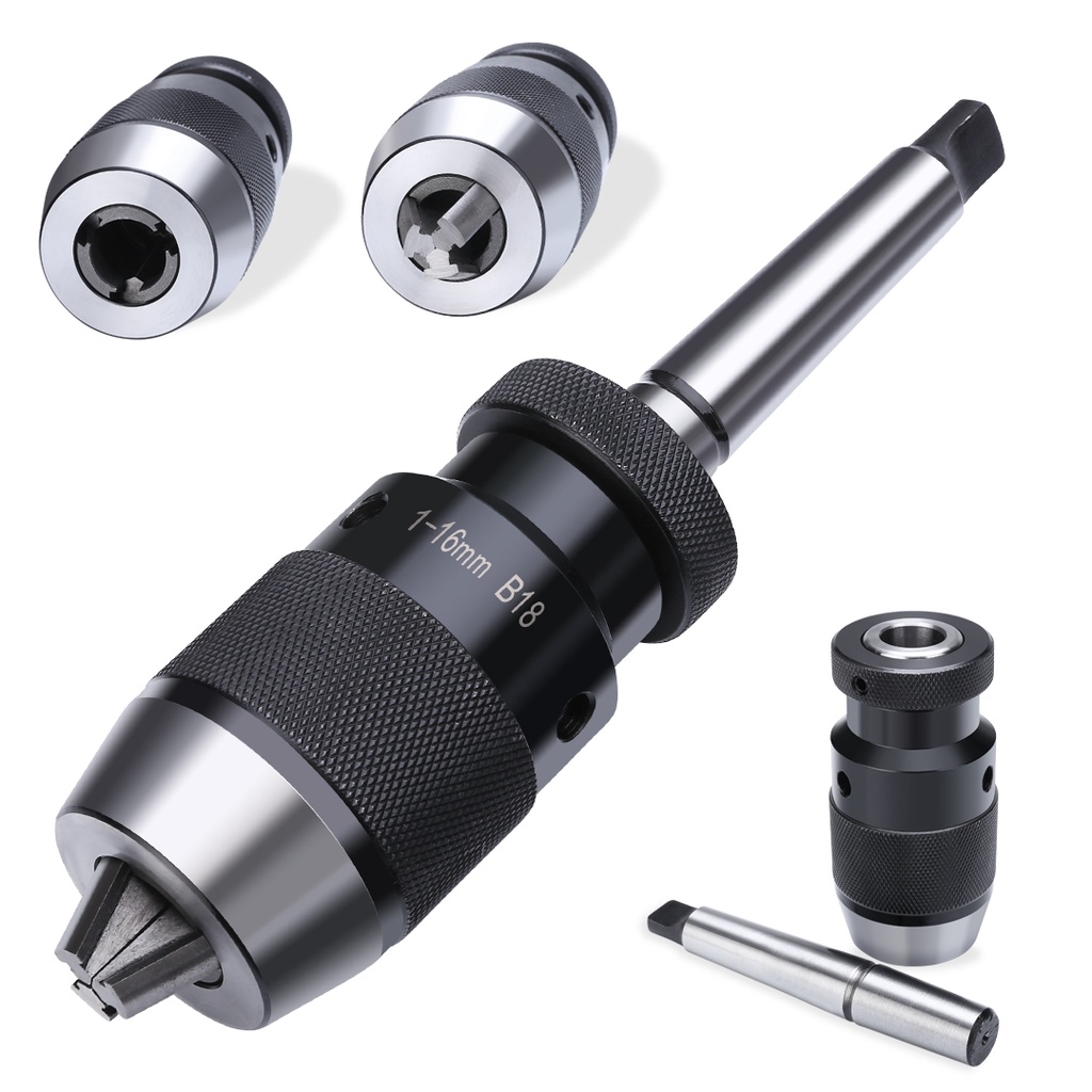 B18 1-16mm Self Tighten Keyless Drill Chuck + MT2-B18 Arbor for Lathe Drill MK2 ☆JfSmartmall ...