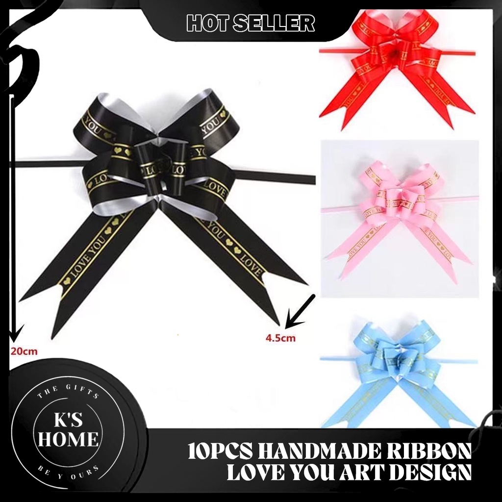 10pcs Handmade Ribbon LoveYou Reben Hamper ribbon Gift Present Gift Box ...