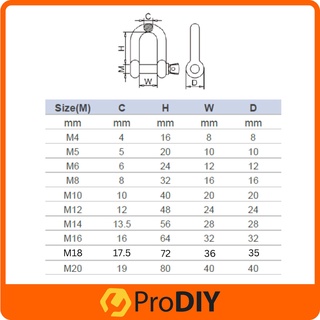 M4 M5 M6 M8 M10 M12 M14 Stainless Steel 304 U shaped Shackle Hook Screw Pin Bow Shackle SS304 ...