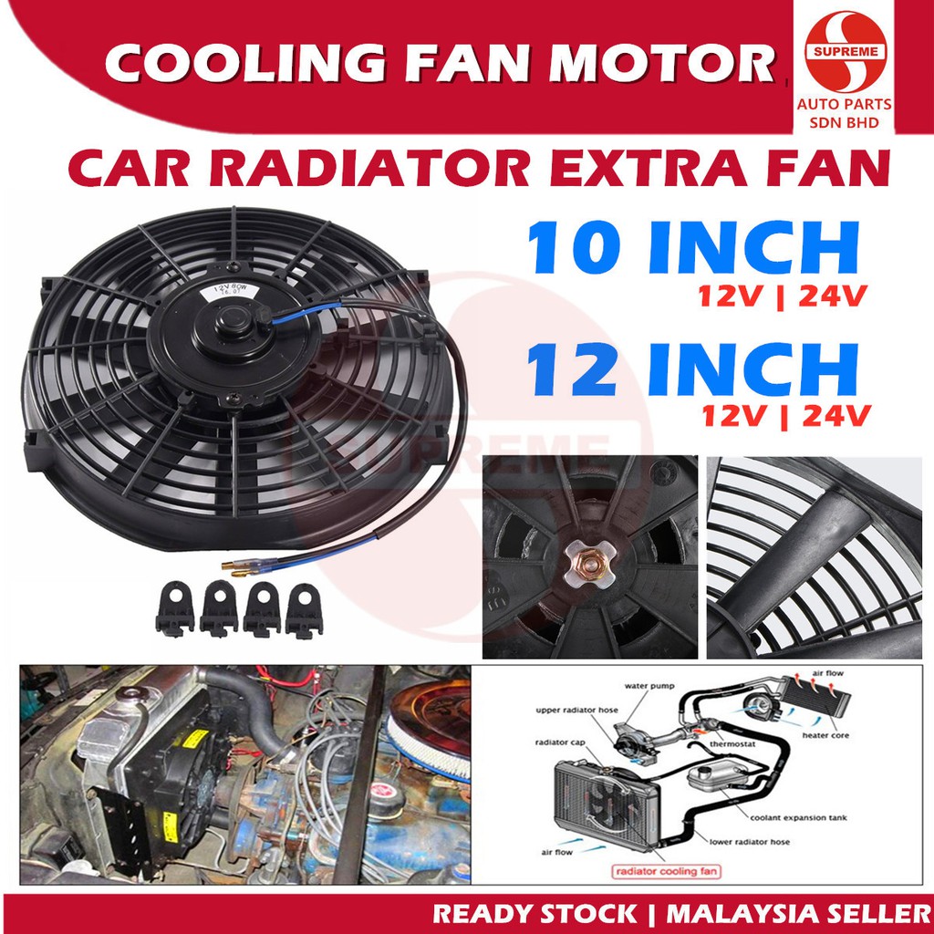 Electric Cooling 10inch/12inch 12V/24V 80W Radiator Condensor Extra Fan ...