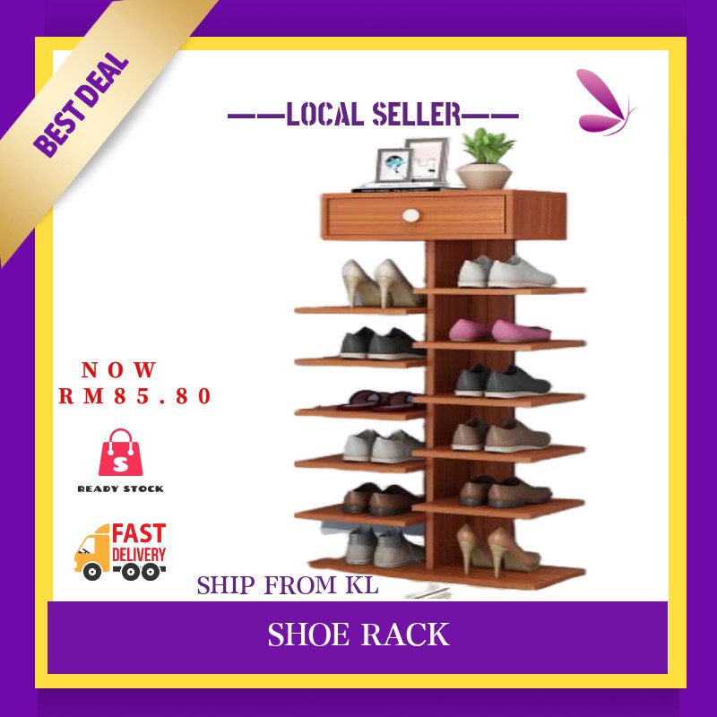 7 Layer Double row multi-layer wooden shoe rack, large capacity home ...