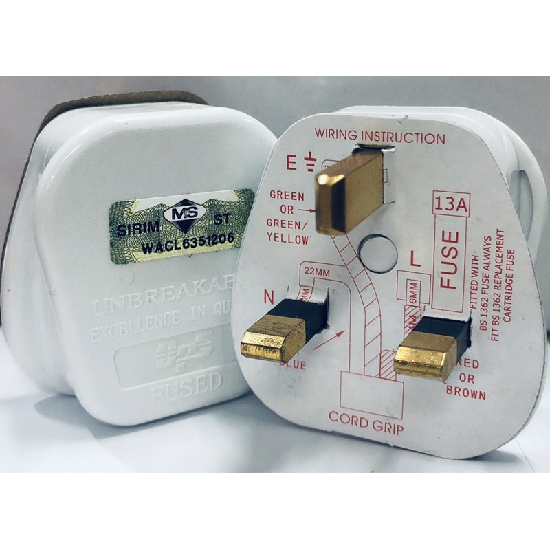 OPS PLUG TOP 13A 250V / FUSED PLUG TOP with SIRIM APPROVED | Shopee ...