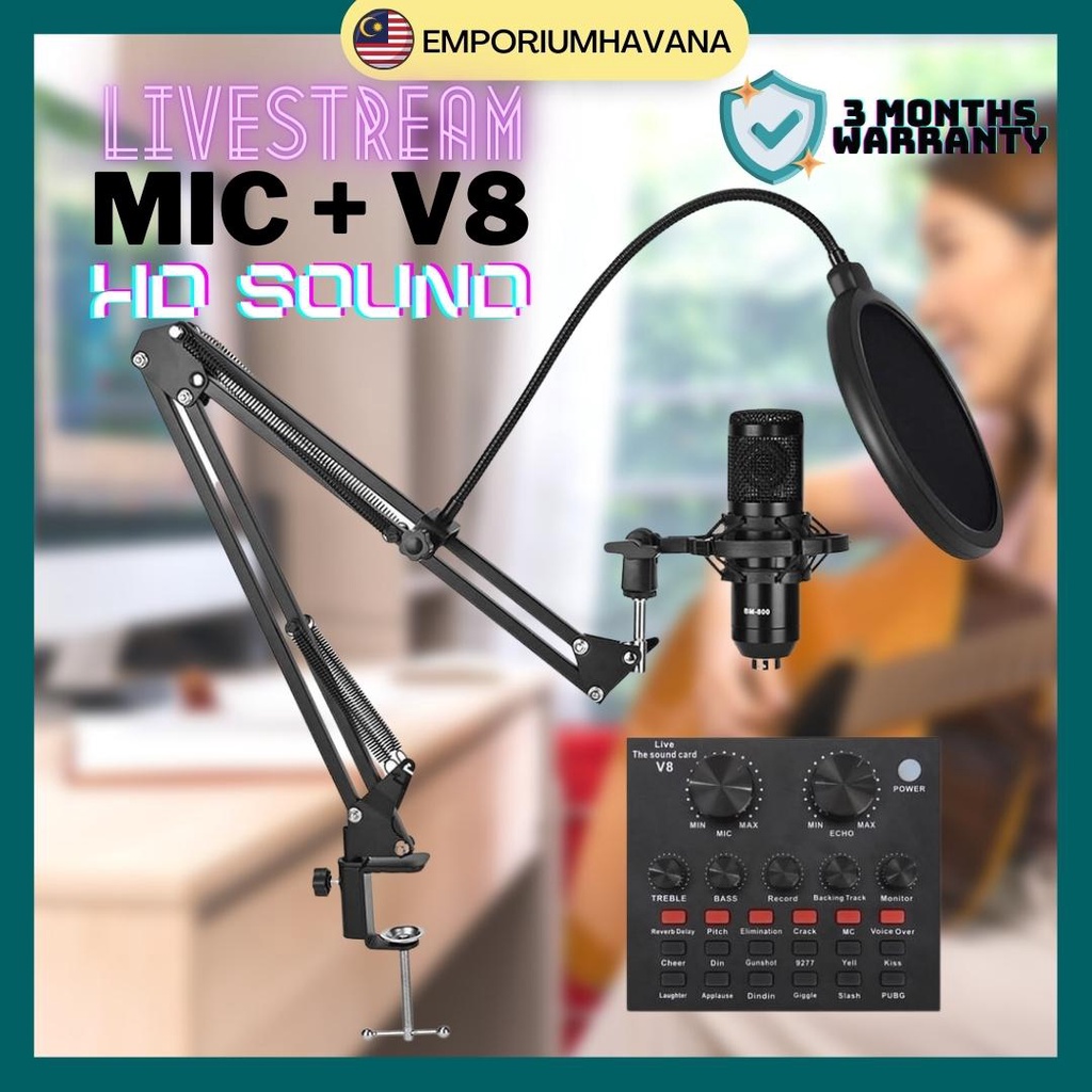 🔥NEW 2024🔥 Studio Condenser Mic BM800 & V8 Sound Card Set Livestream ...