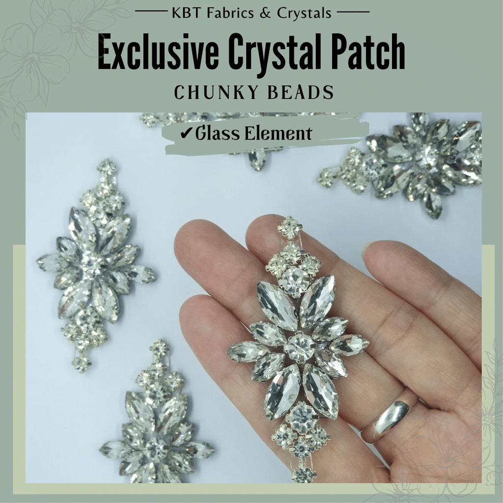[1pcs] Iron on Exclusive Glass Crystal Patch Manik Tampal Diamond ...